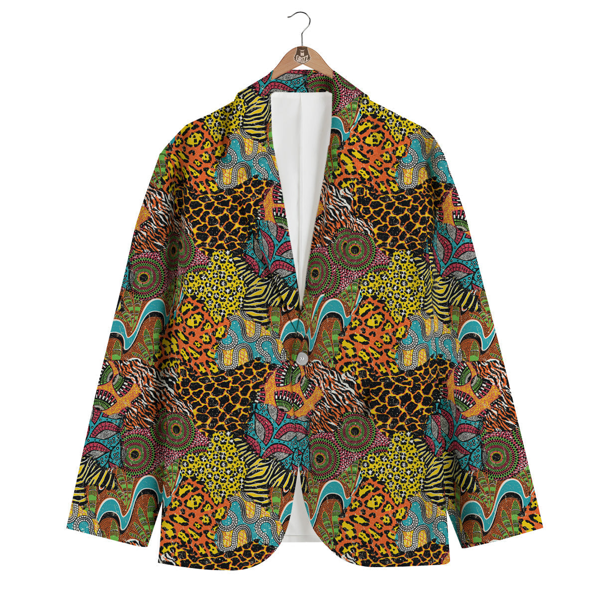 Traditional African And Wild Animal Skins Print Pattern Men's Blazer
