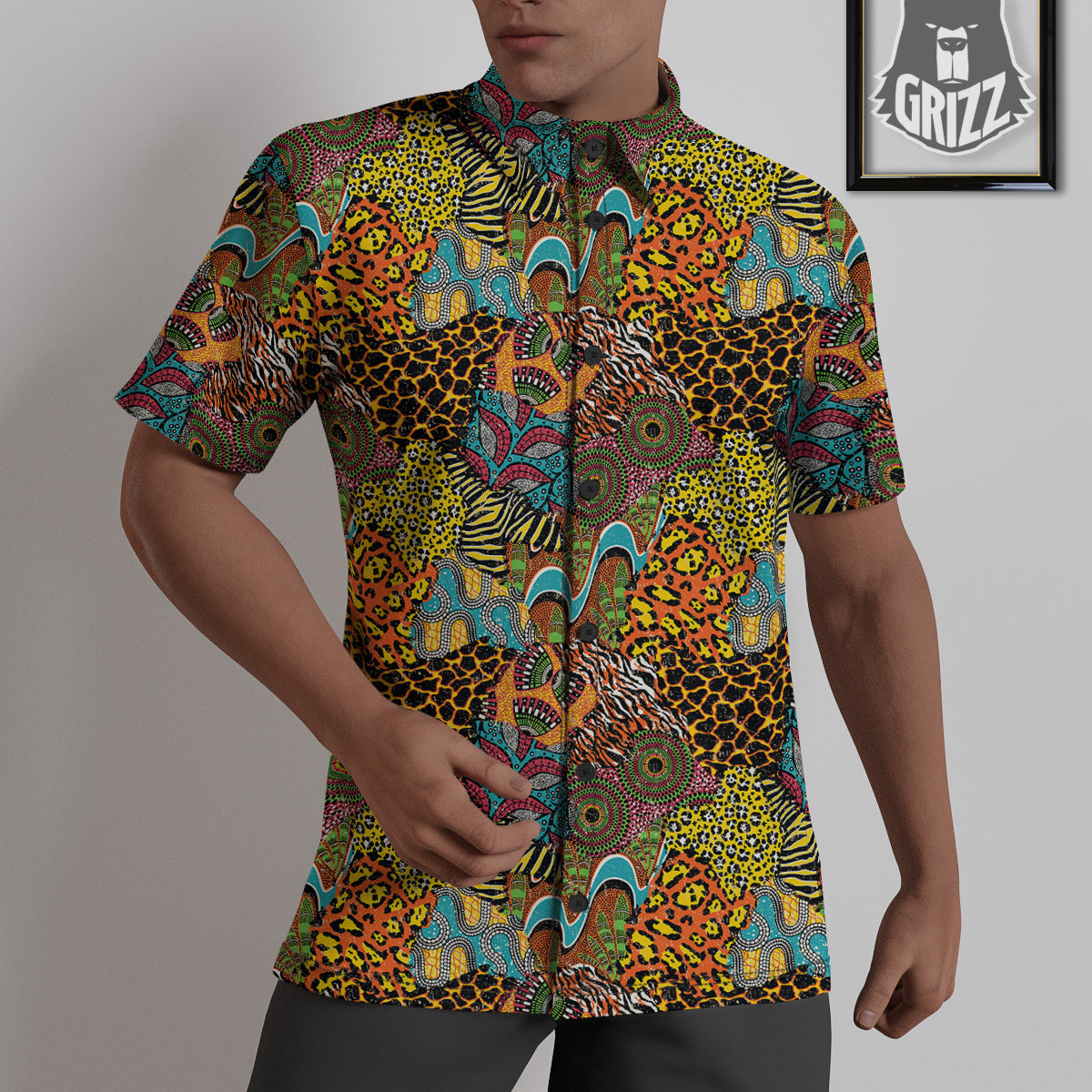 Traditional African And Wild Animal Skins Print Pattern Untucked Shirts