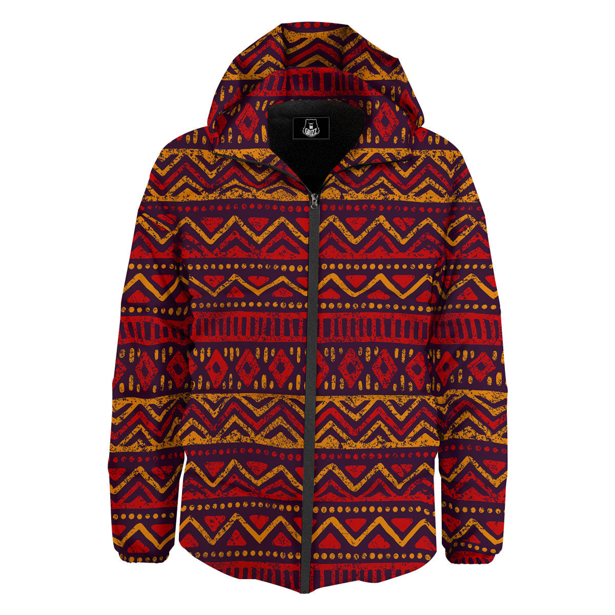 Tribal Red African Print Pattern Down Jacket
