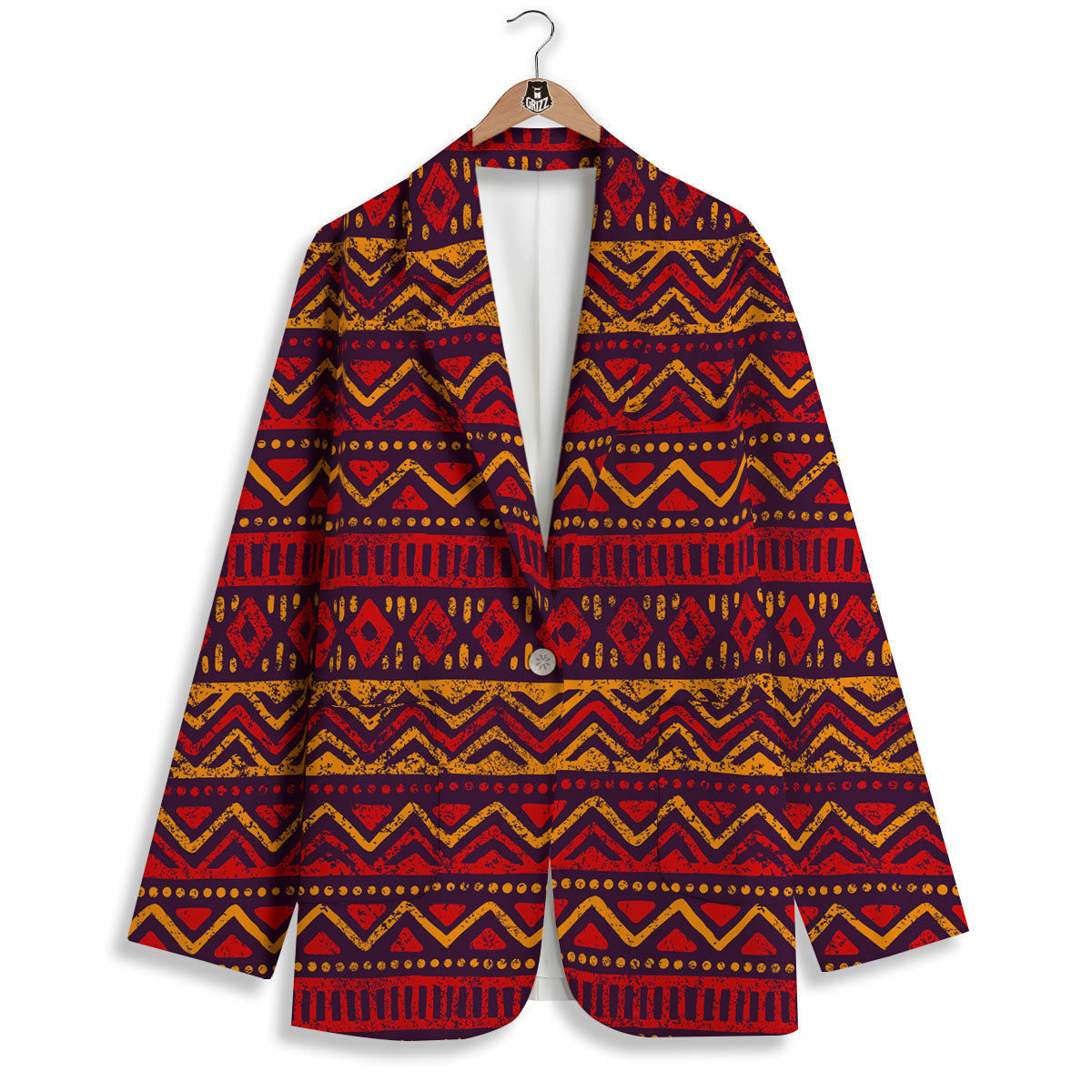 Tribal Red African Print Pattern Women's Blazer