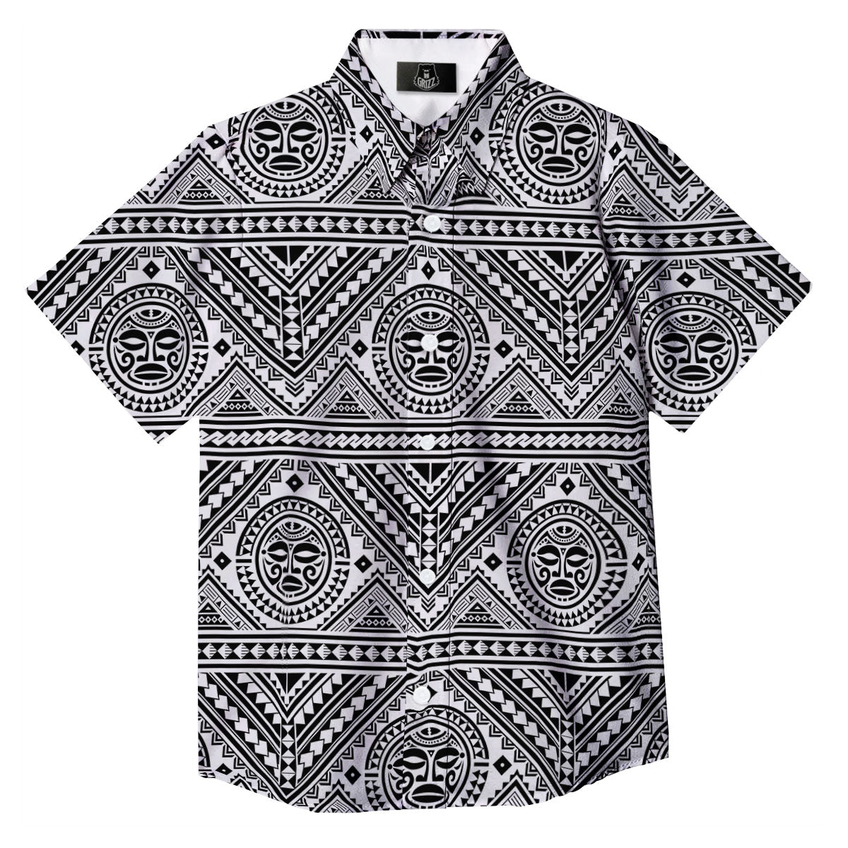 Tribal Tattoo Maori Polynesian Print Button Up Shirt