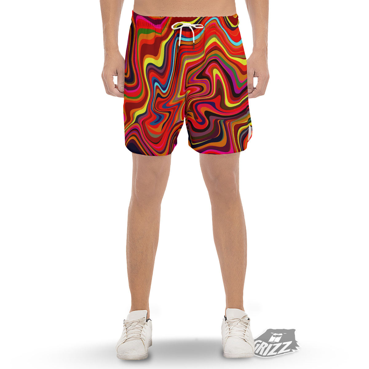Trippy Abstract Liquid Print Men's Gym Shorts