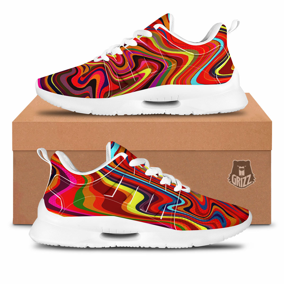 Trippy Abstract Liquid Print Tennis Shoes
