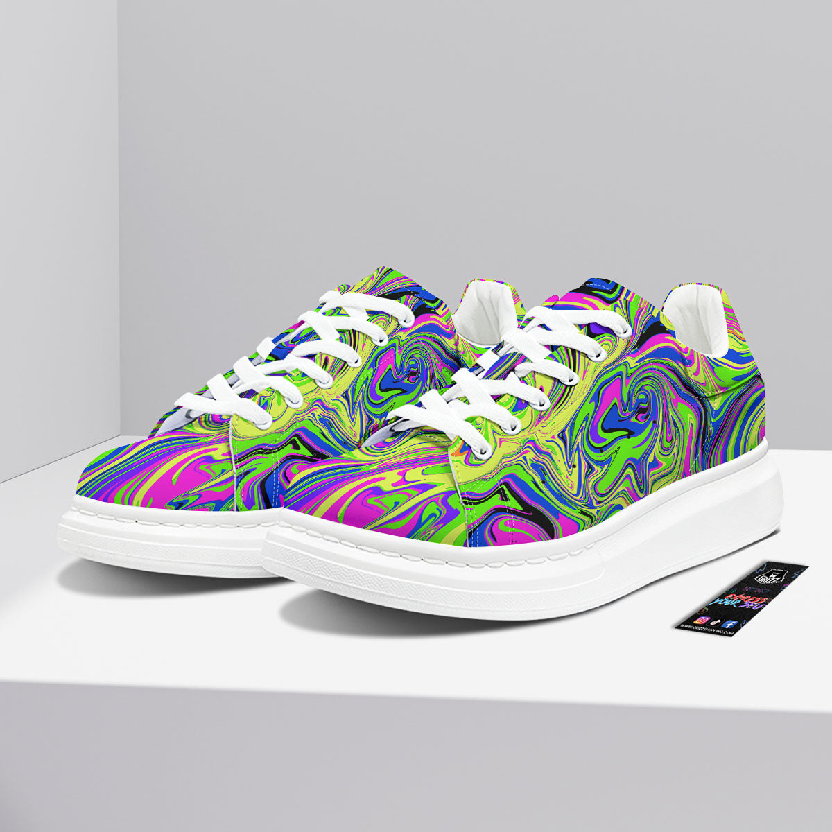 Trippy Abstract Neon Print Platform Shoes
