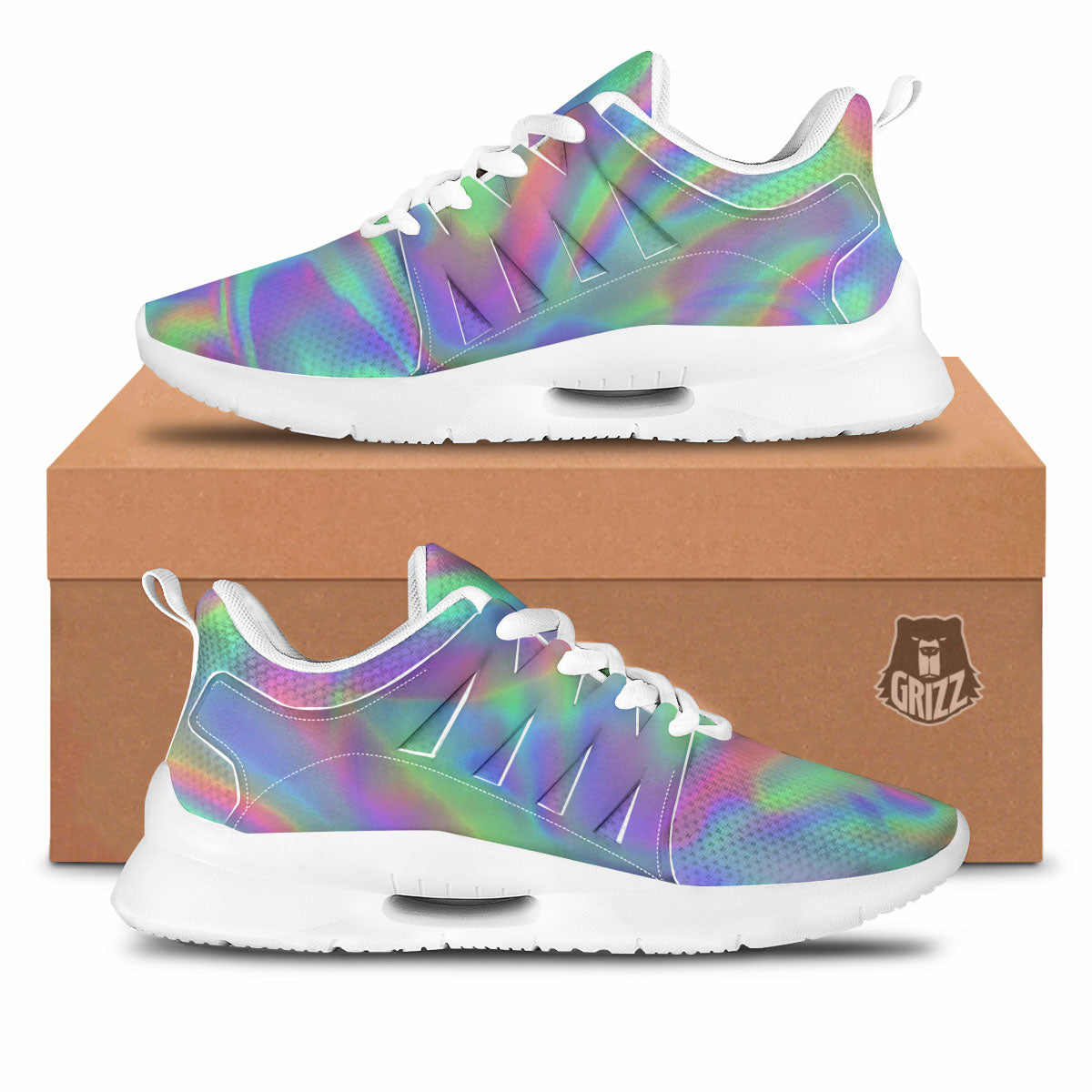 Trippy Psychedelic Holographic Print Tennis Shoes