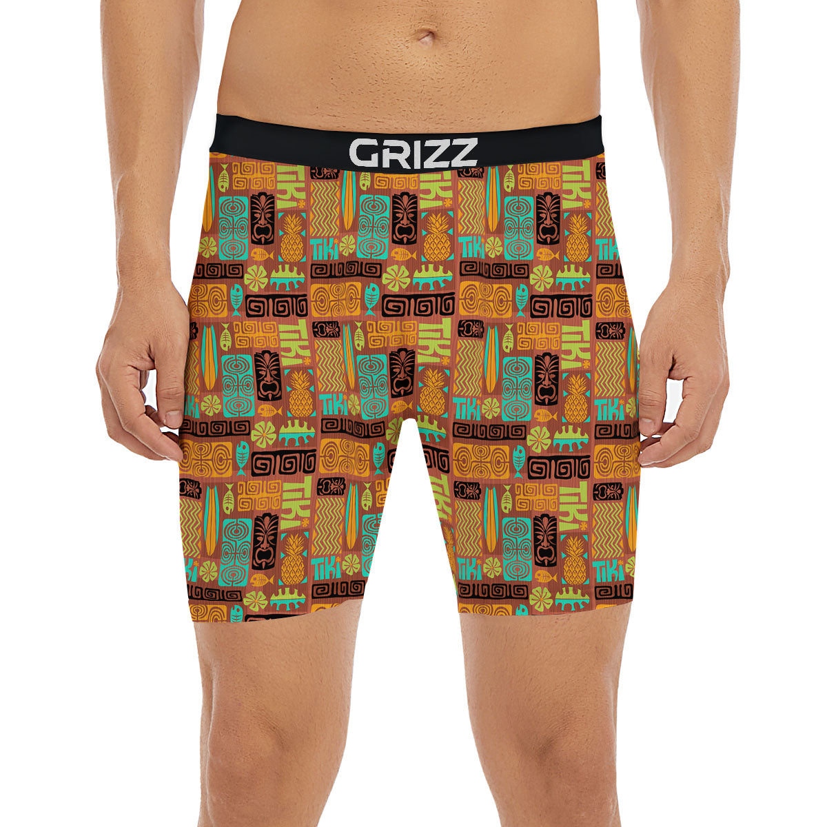 Tropical Blue Hawaiian Print Pattern Boxer Briefs