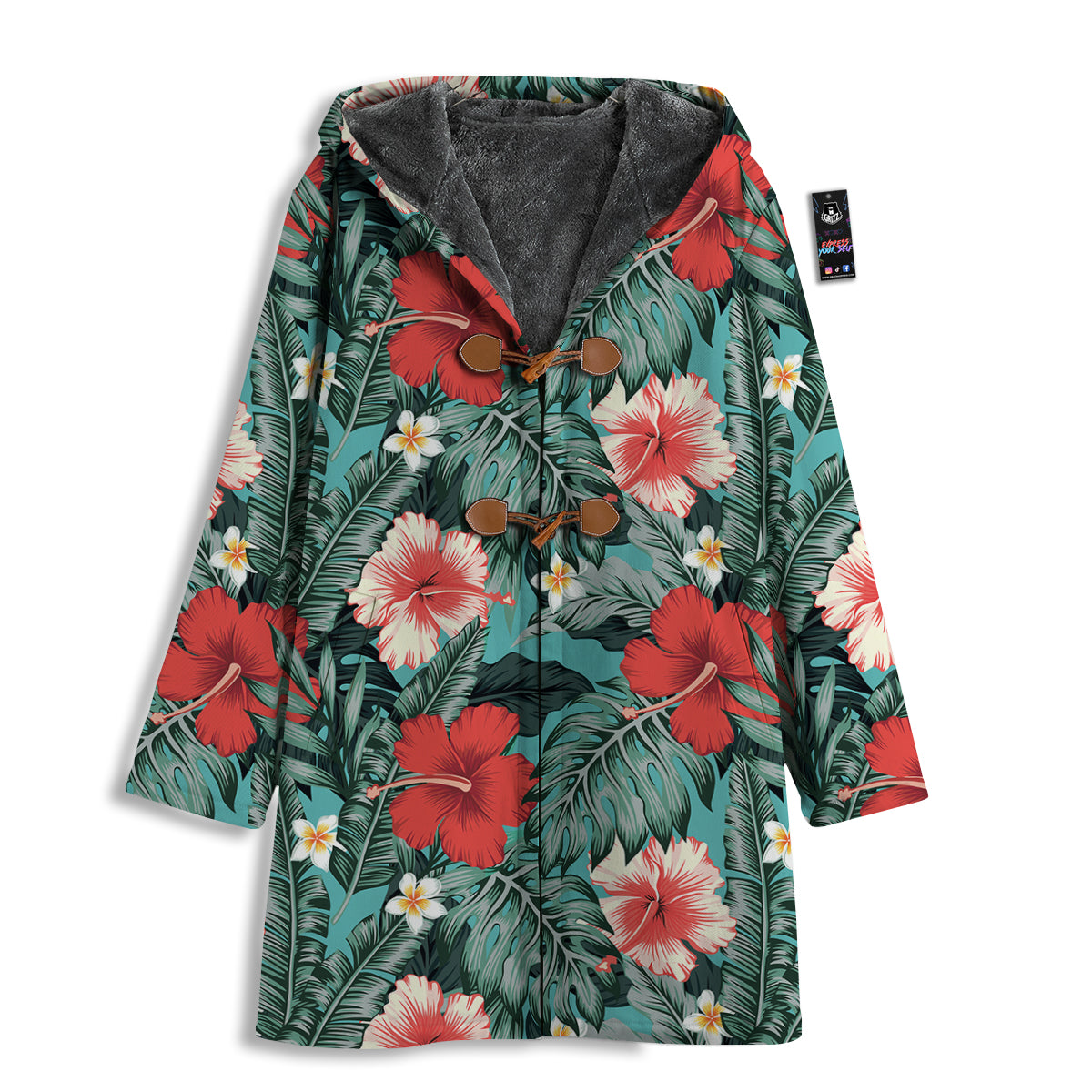 Tropical Leaf Turquoise Print Pattern Men's Windbreaker Jacket