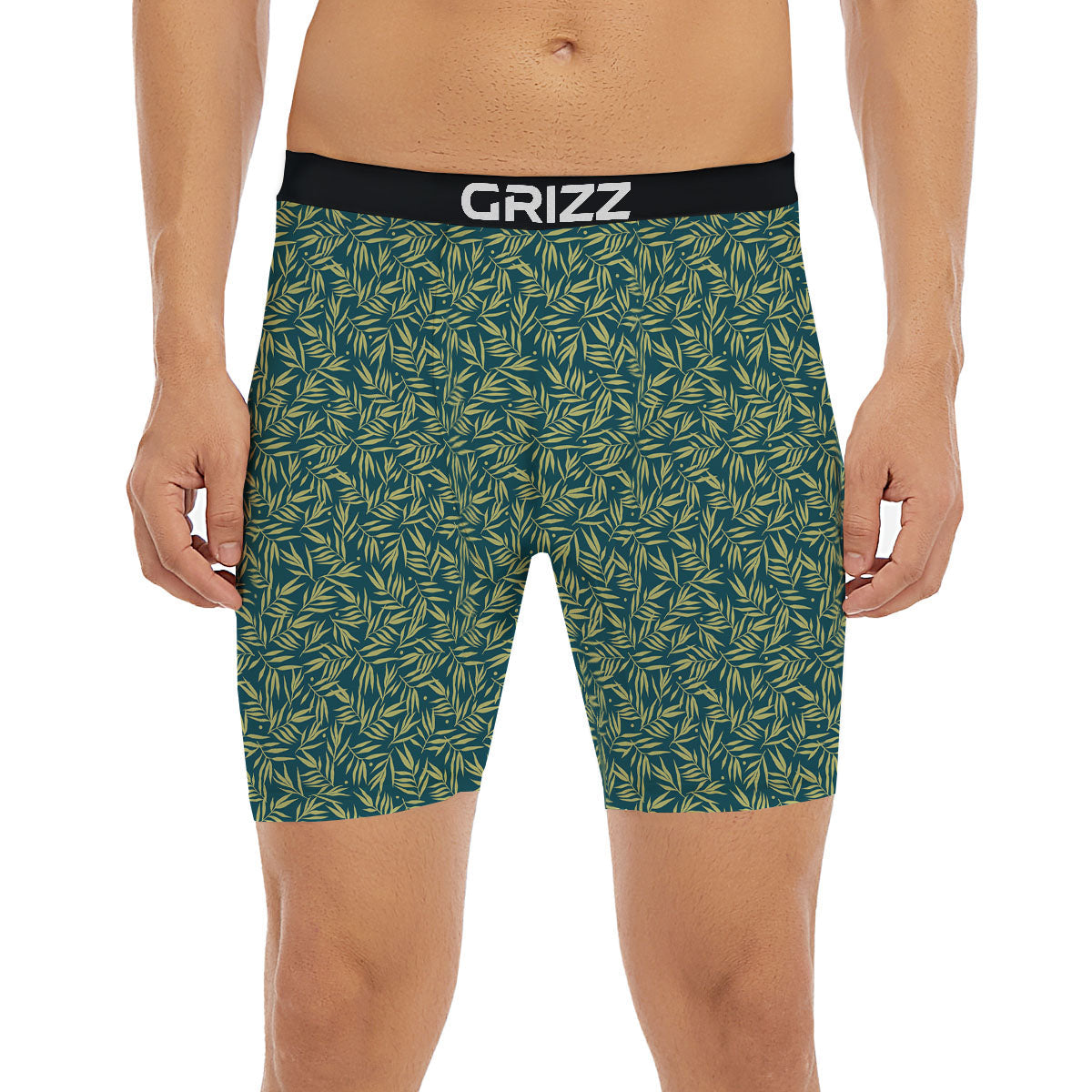 Tropical Leaves Blossom Print Pattern Boxer Briefs