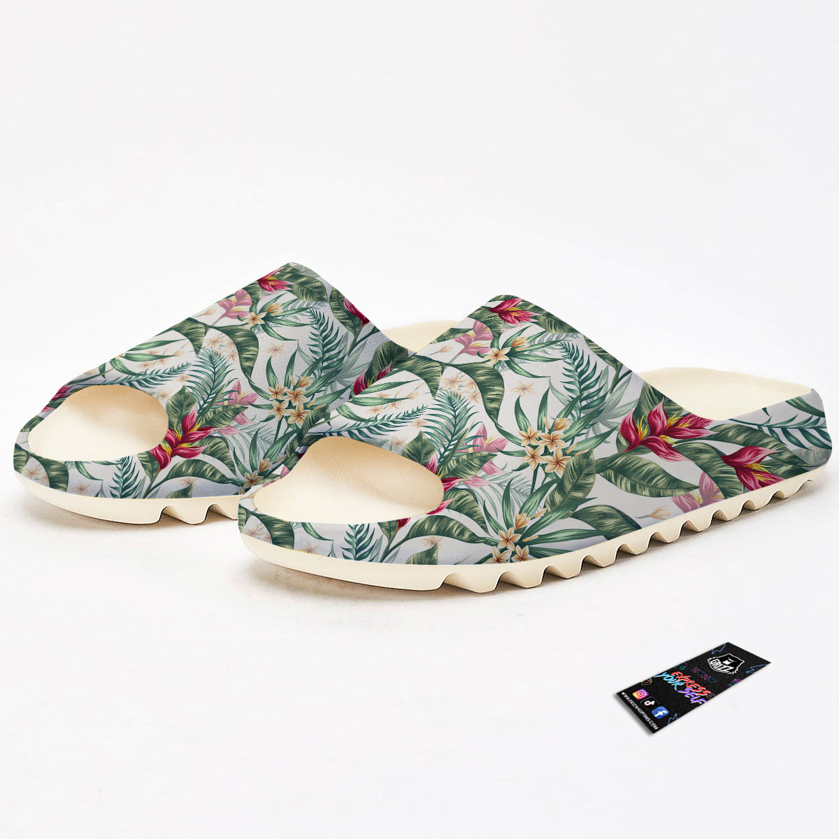 Tropical Leaves Watercolor Print Pattern Sandals