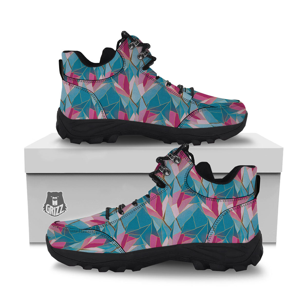 Tulip Polygon Print Pattern Hiking Shoes