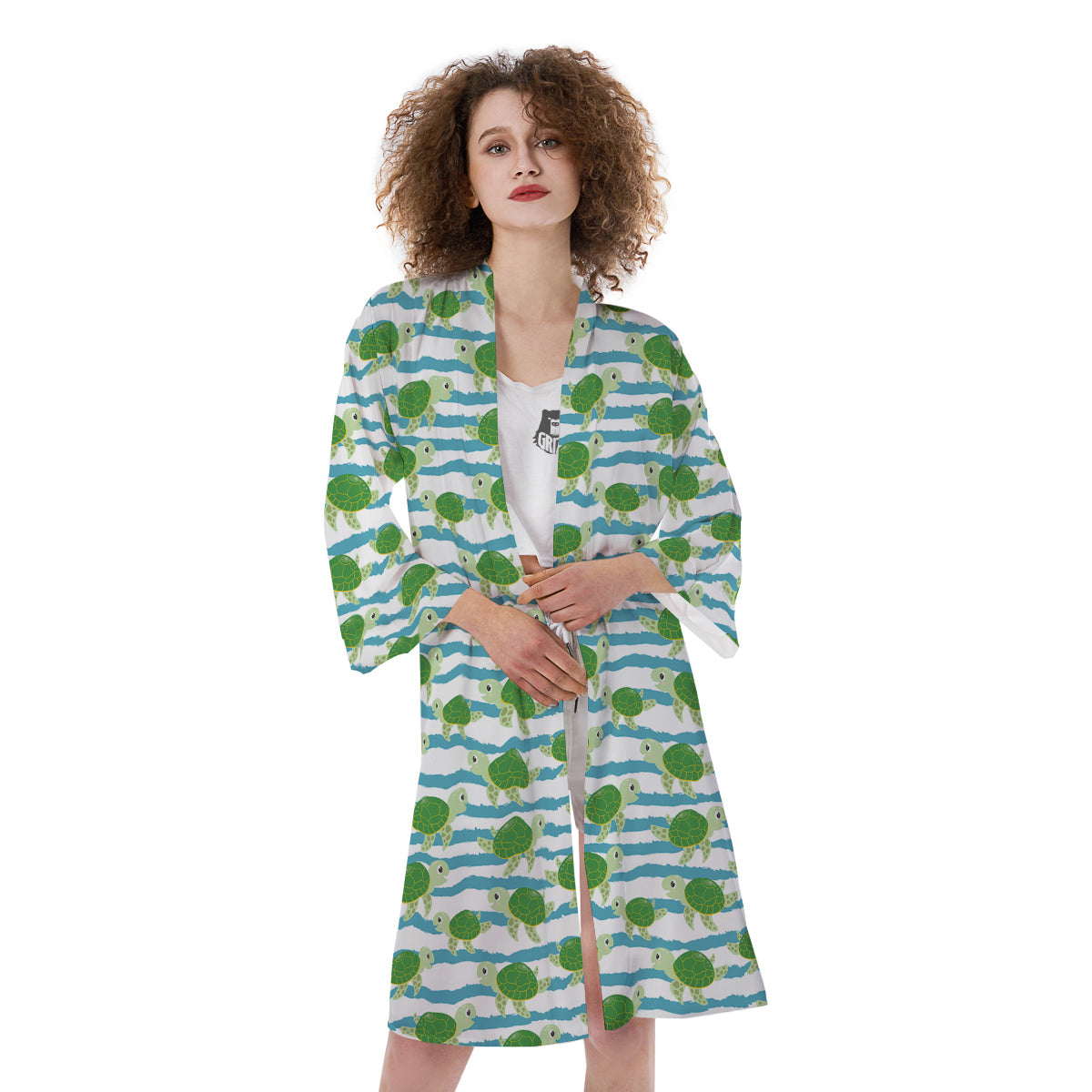Turtle Cute Sea Print Pattern Kimono