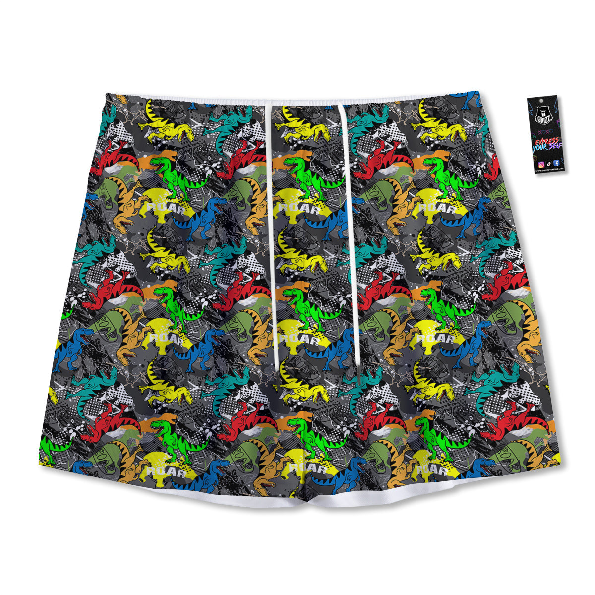 Tyrannosaurus Rex Colorful Print Mesh Shorts