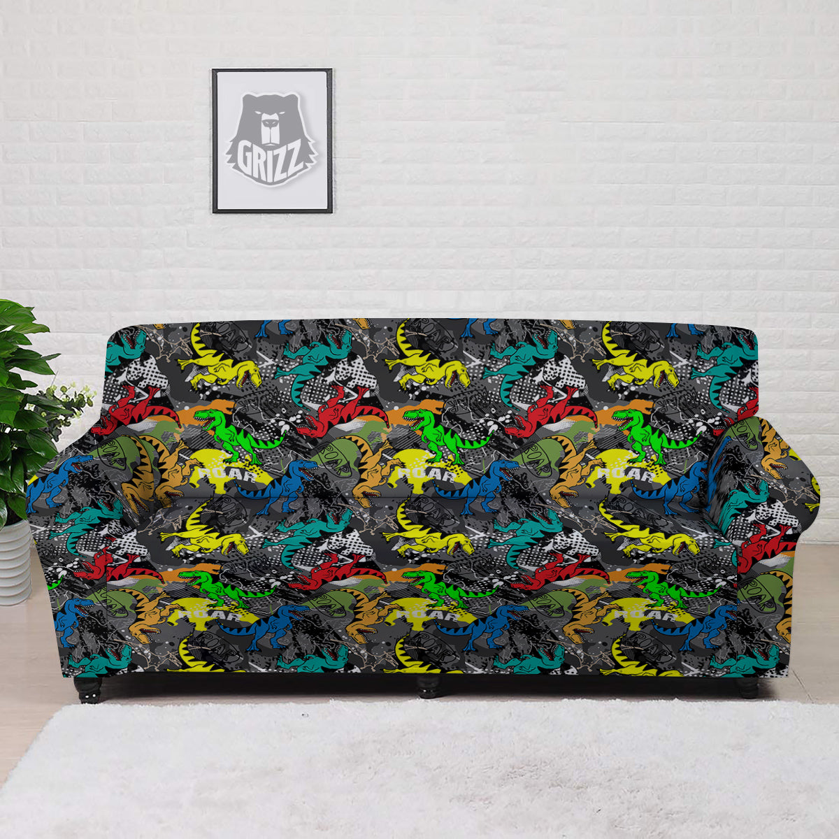 Tyrannosaurus Rex Colorful Print Sofa Cover – Grizzshopping