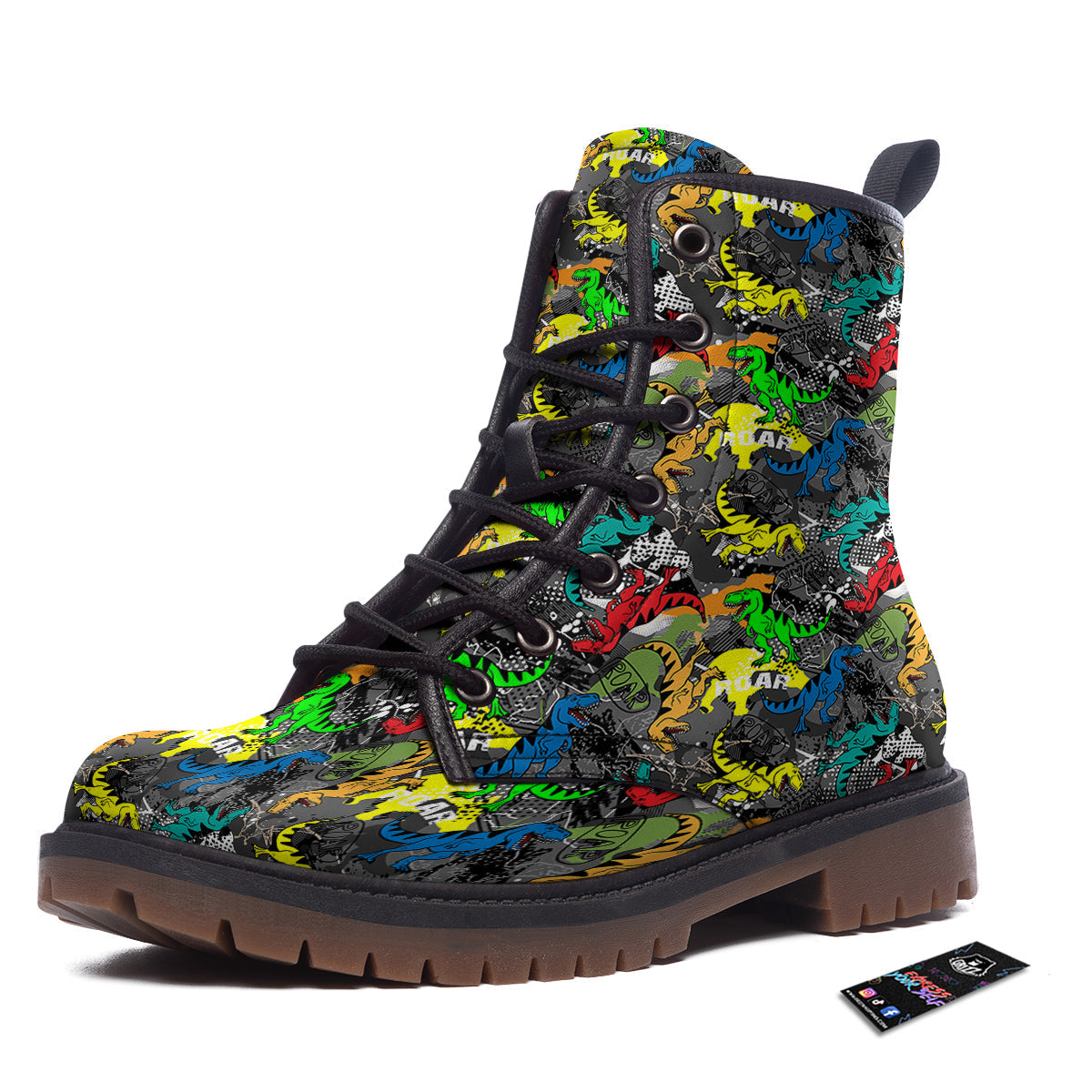 Tyrannosaurus Rex Colorful Print Work Boots