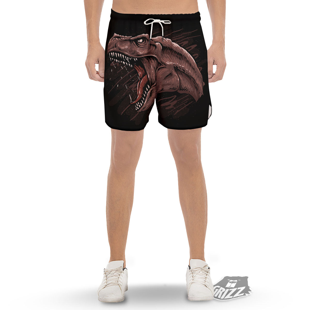 Tyrannosaurus Rex Head Print Men's Gym Shorts