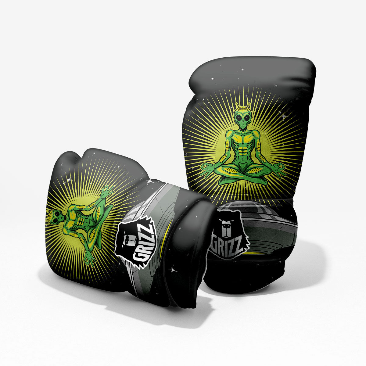 UFO Space Green Alien Print Pro Boxing Glove