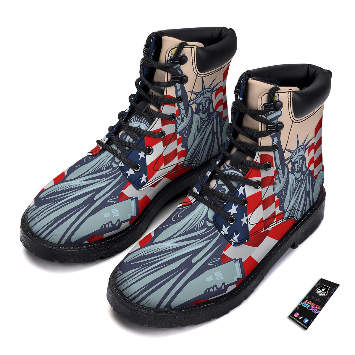 USA Flag Statue of Liberty Print Boots
