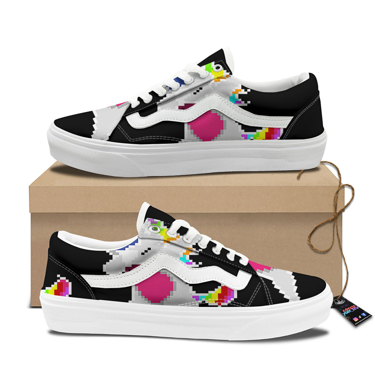 Unicorn 8-Bit Pixel Print Skate Shoes