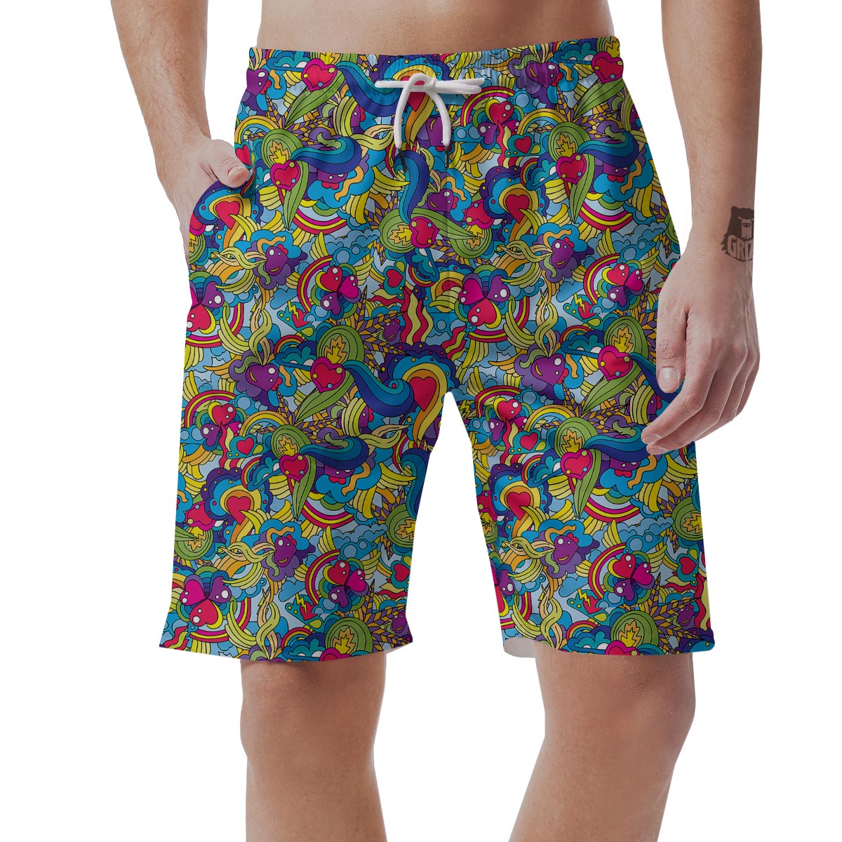 Valentine Heart Hippie Trippy Men's Shorts