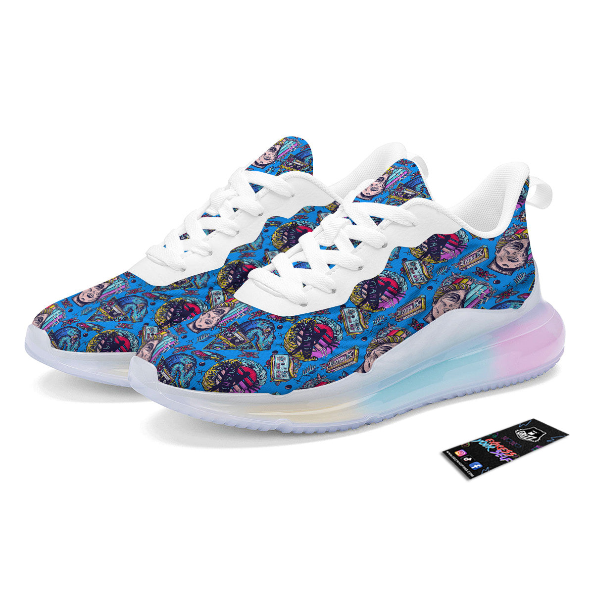 Vaporwave Art Cyberpunk Print Pattern Running Sneakers