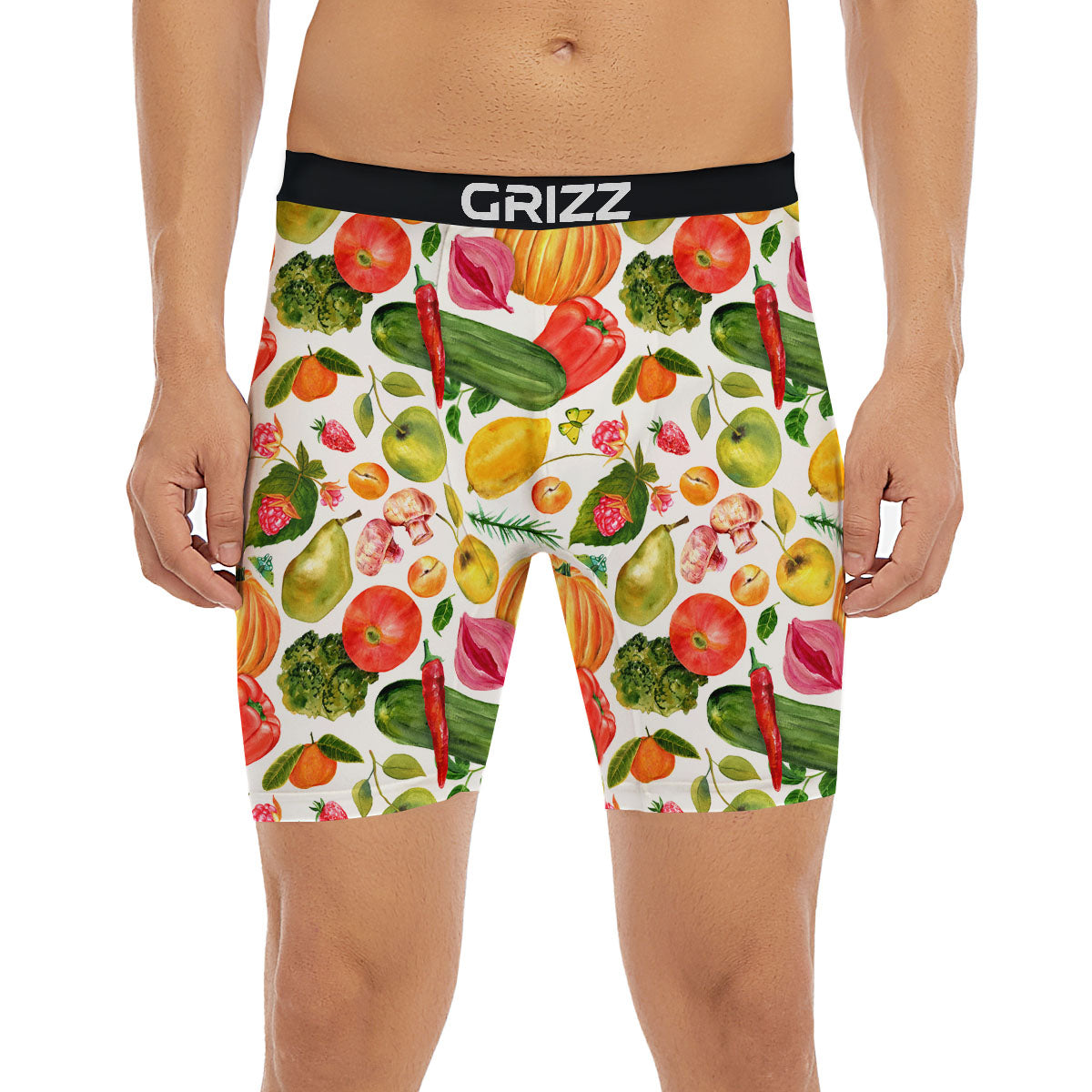 Vegetables And Vegan Fruits Print Pattern Boxer Briefs