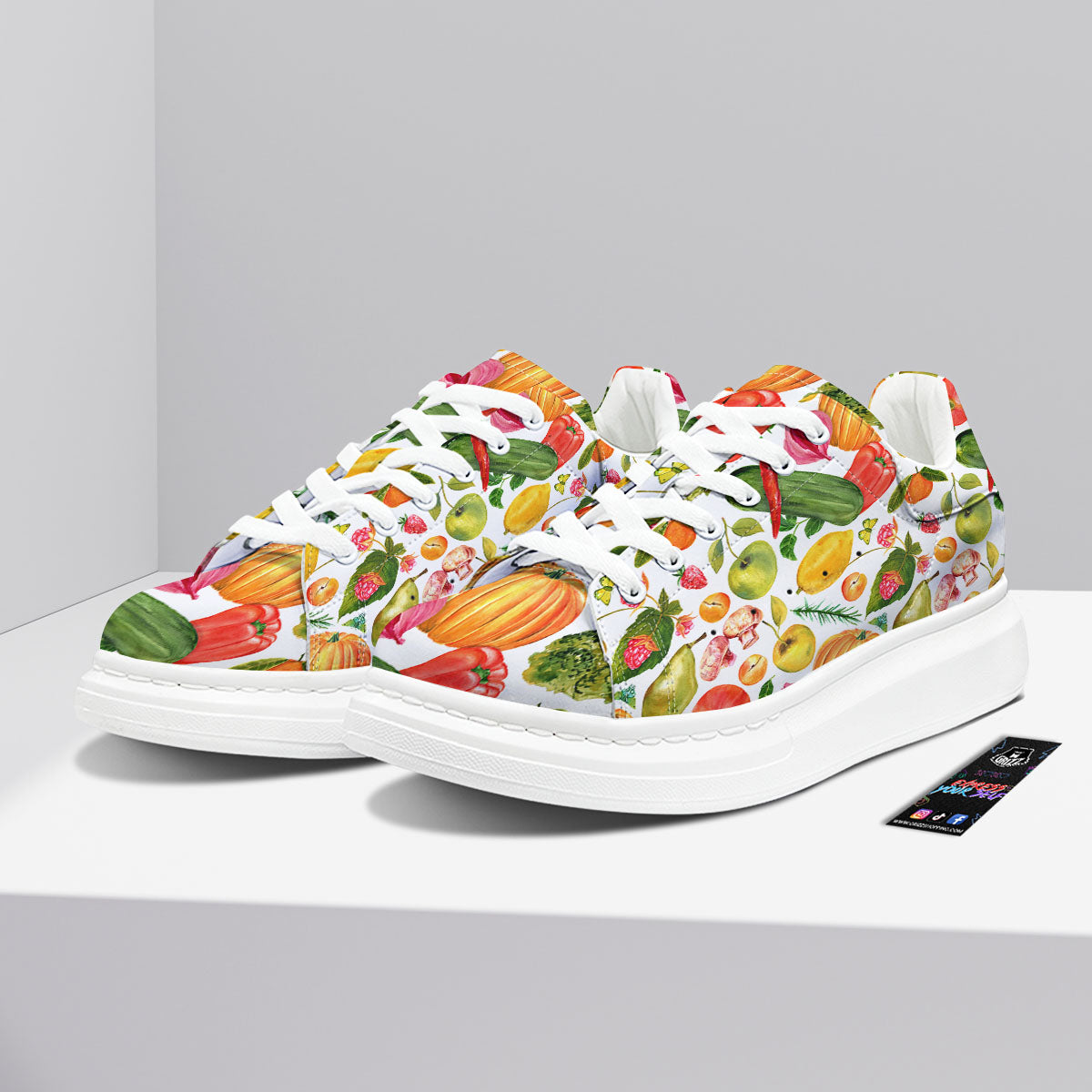 Vegetables And Vegan Fruits Print Pattern Platform Shoes