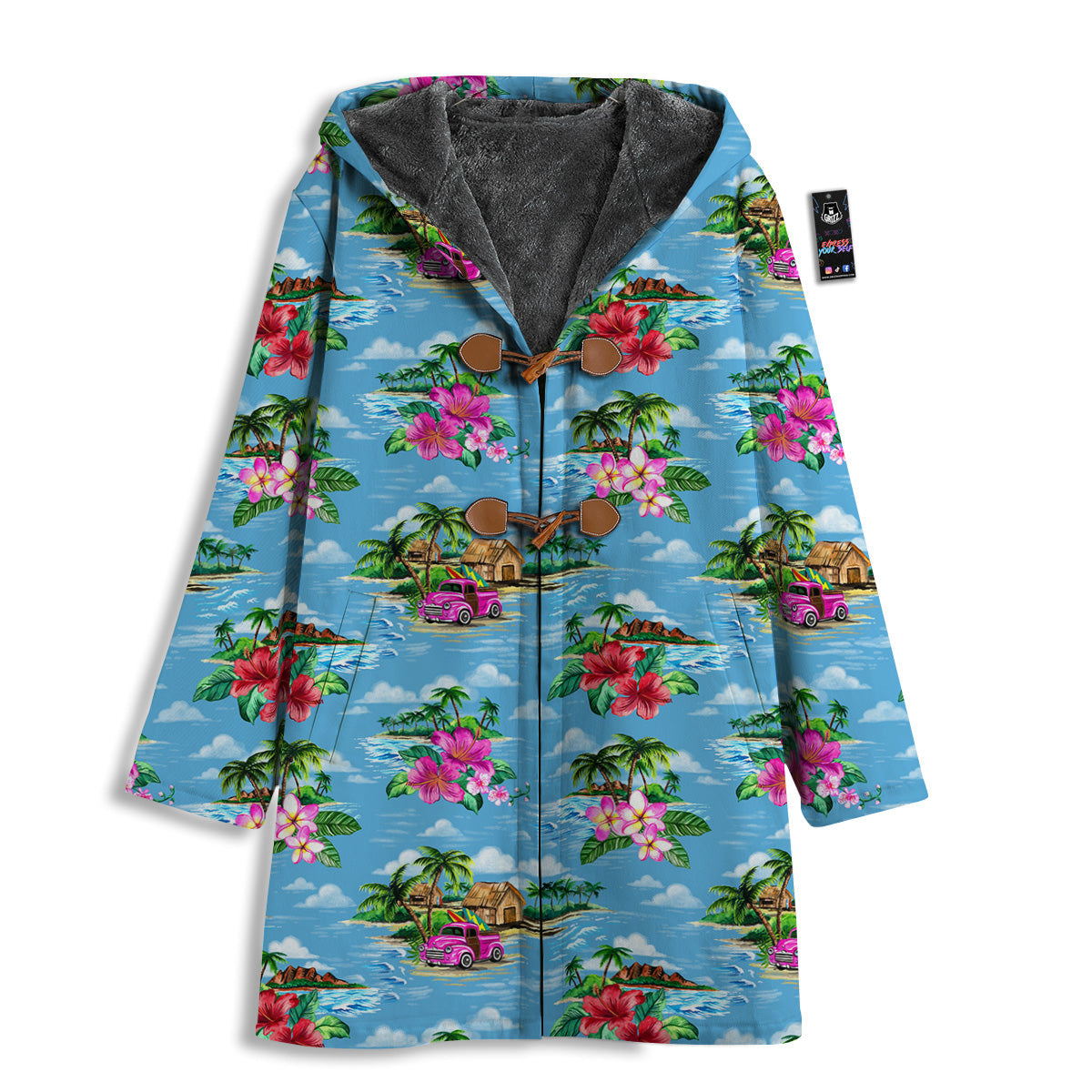 Vintage Hawaiian And Blue Sky Print Pattern Men's Windbreaker Jacket