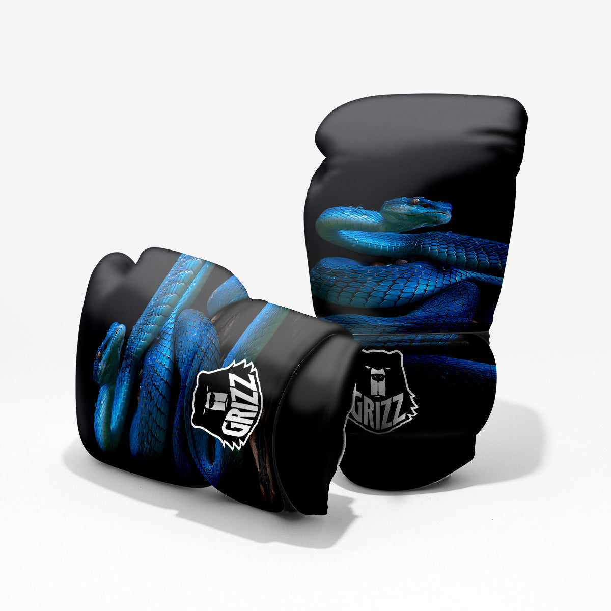 Viper Snake Blue Pit Print Pro Boxing Glove