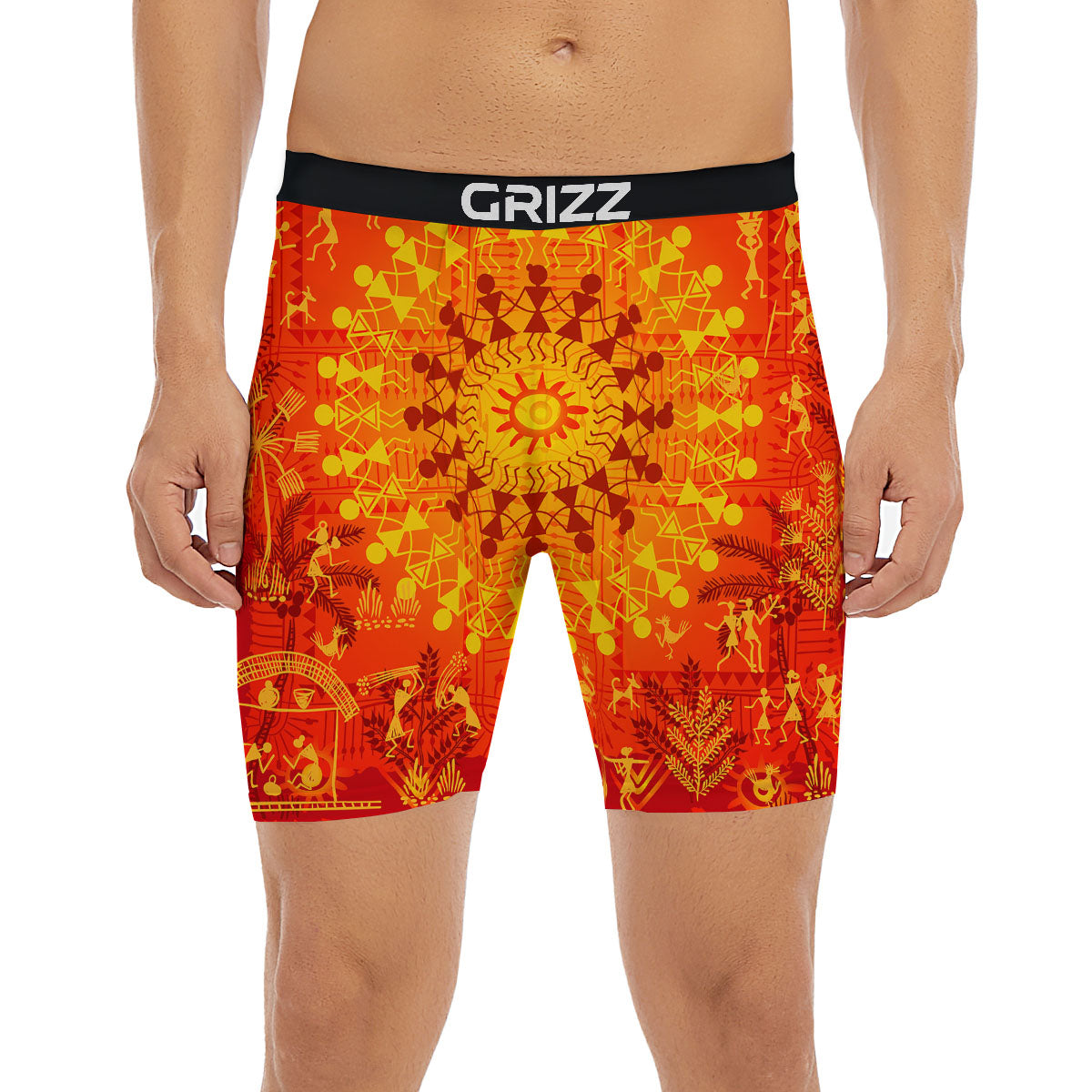 Warli Tribal Ancient Indian Print Boxer Briefs