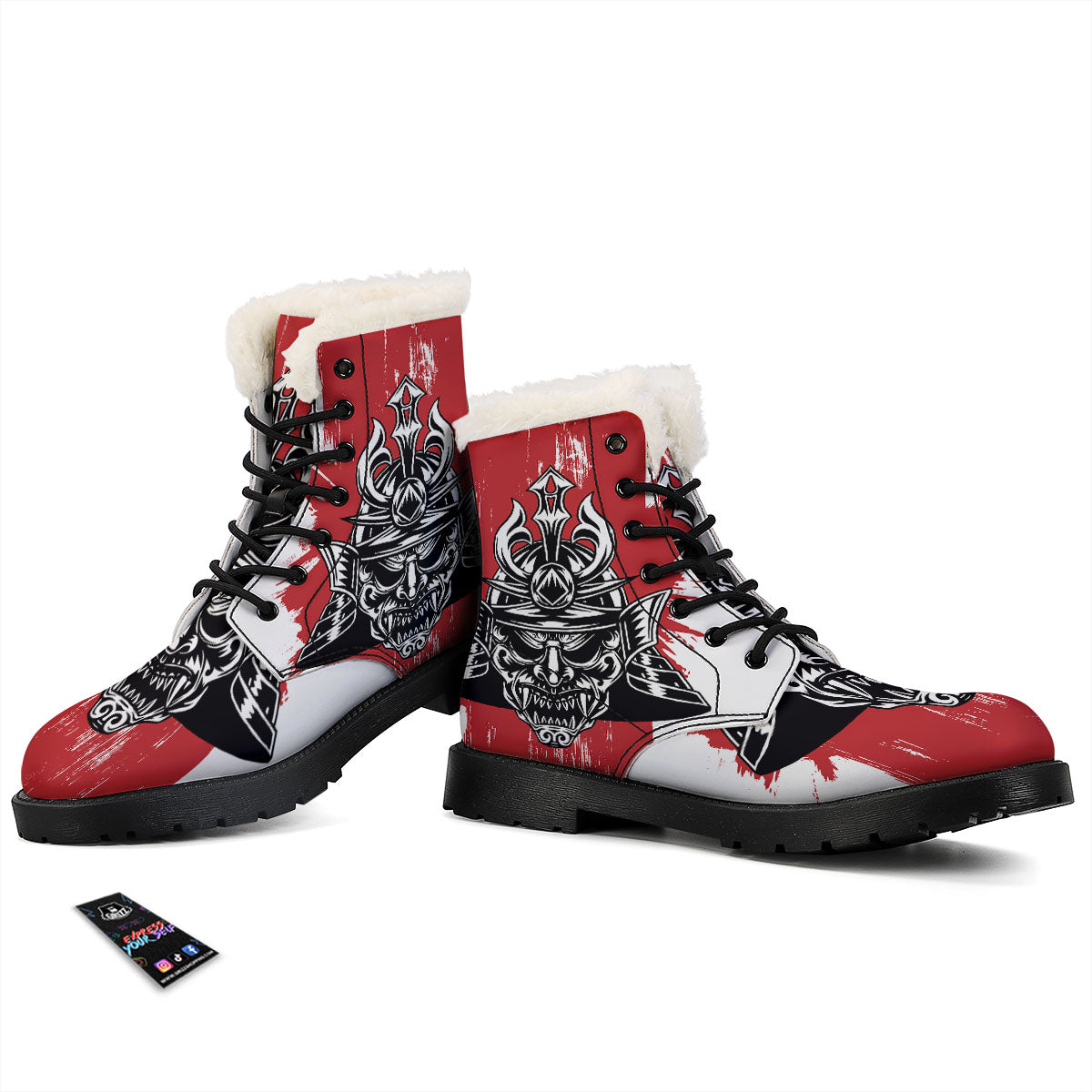 Warrior Japanese Samurai Print Winter Boots