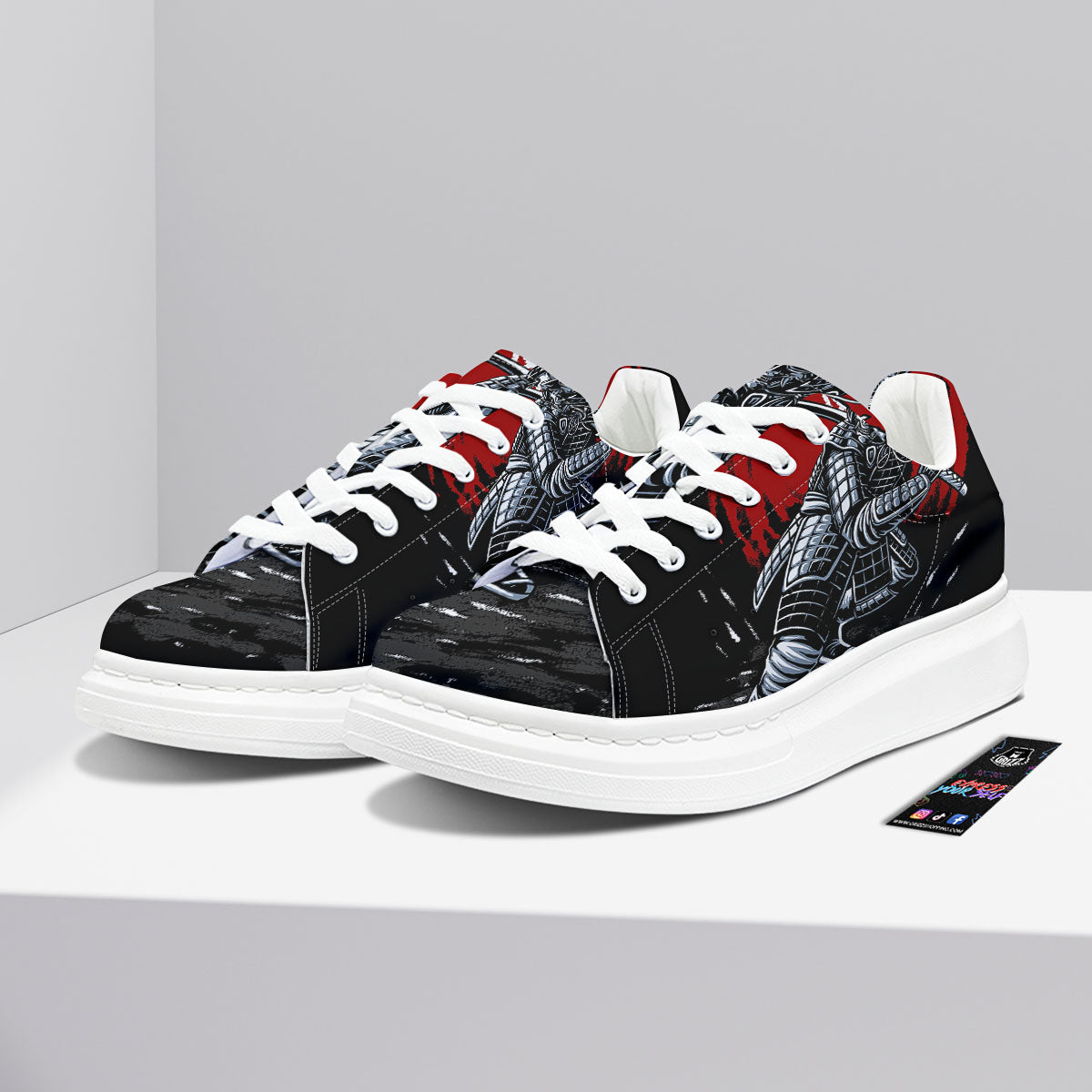 Warrior Samurai Dark Print Platform Shoes