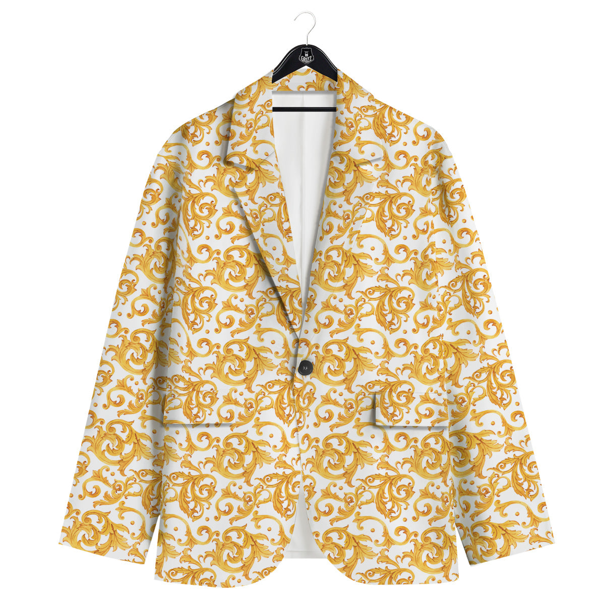 Watercolor Golden Baroque Print Pattern Men's Sport Coat
