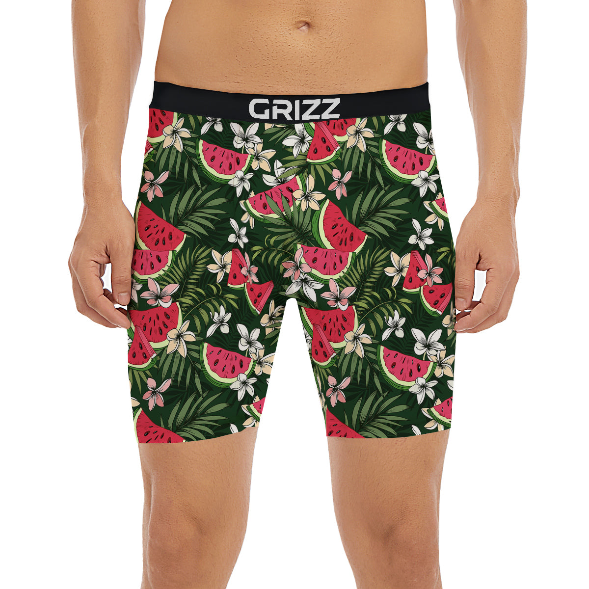 Watermelon Leaves Tropical Print Pattern Boxer Briefs