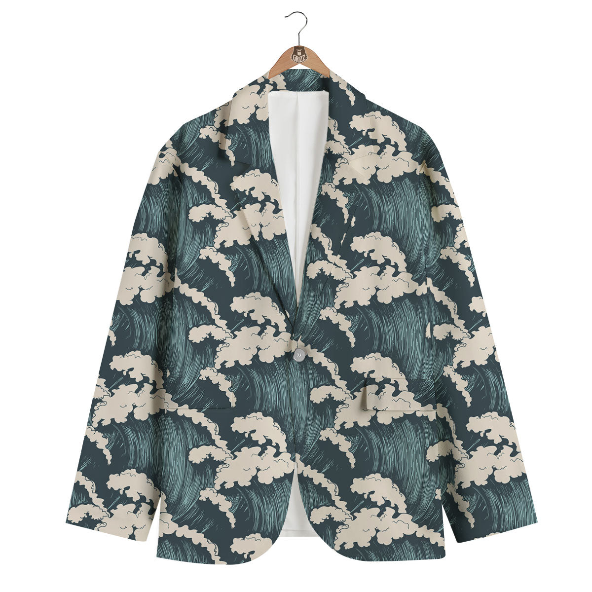 Wave Water Print Pattern Men's Blazer