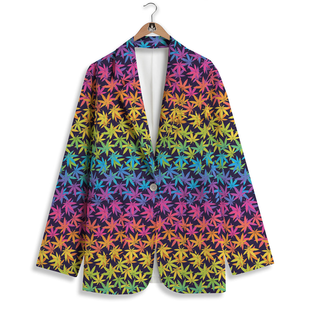 Weed Leaf Colorful Print Pattern Women's Blazer