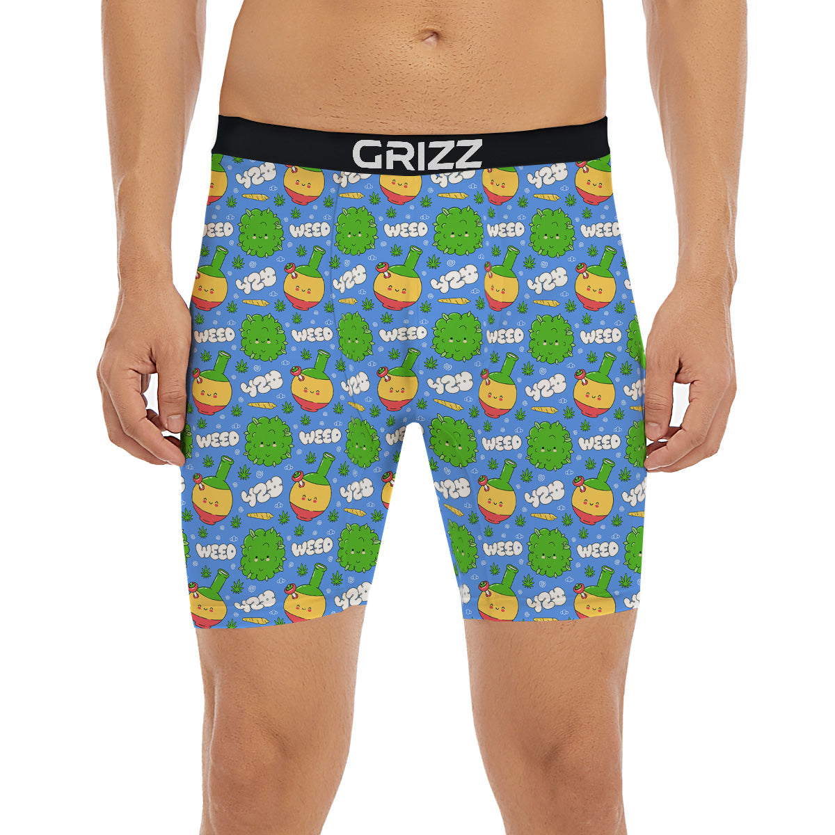 Weed Marijuana Cartoon Print Pattern Boxer Briefs