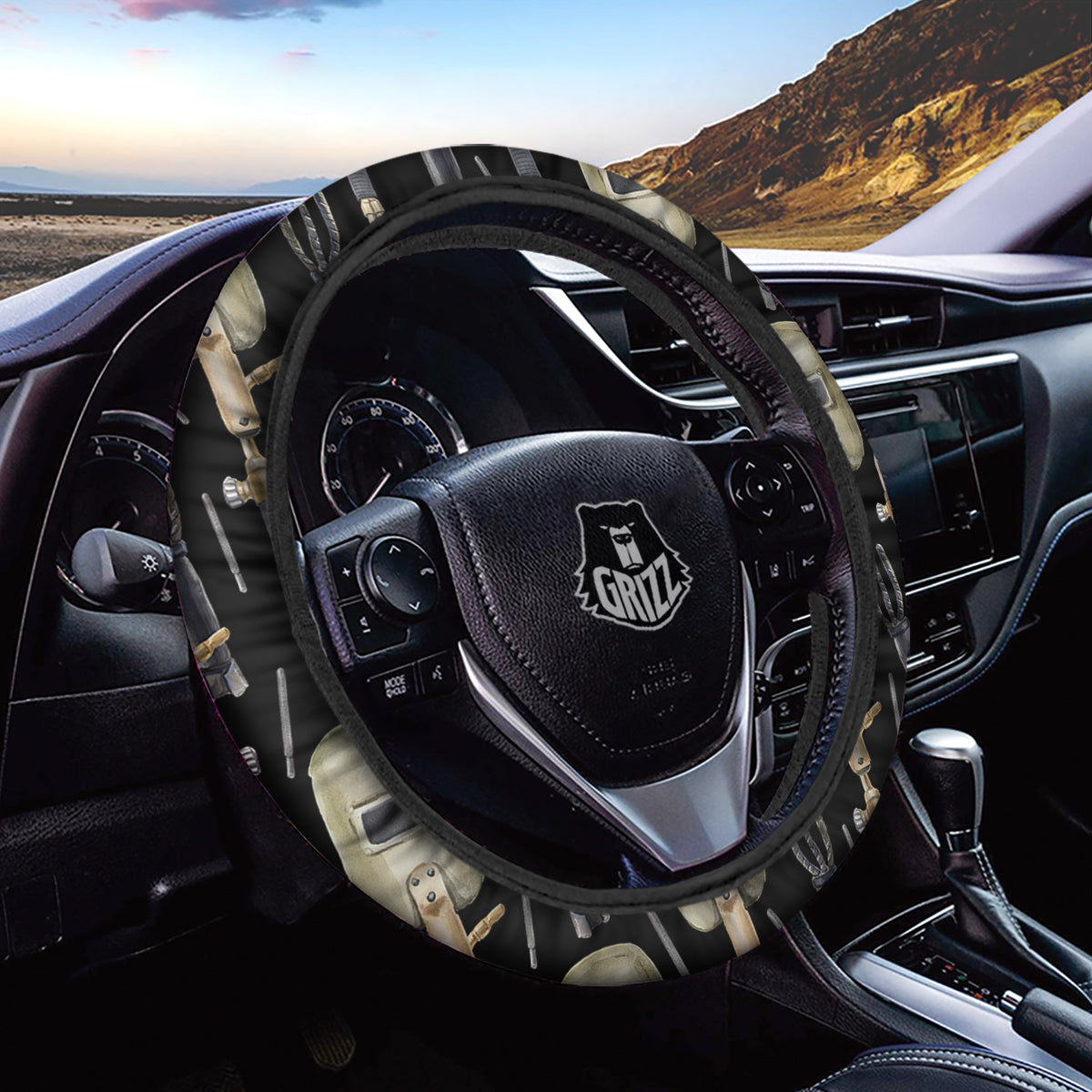Welder Watercolor Print Pattern Car Steering Wheel Cover