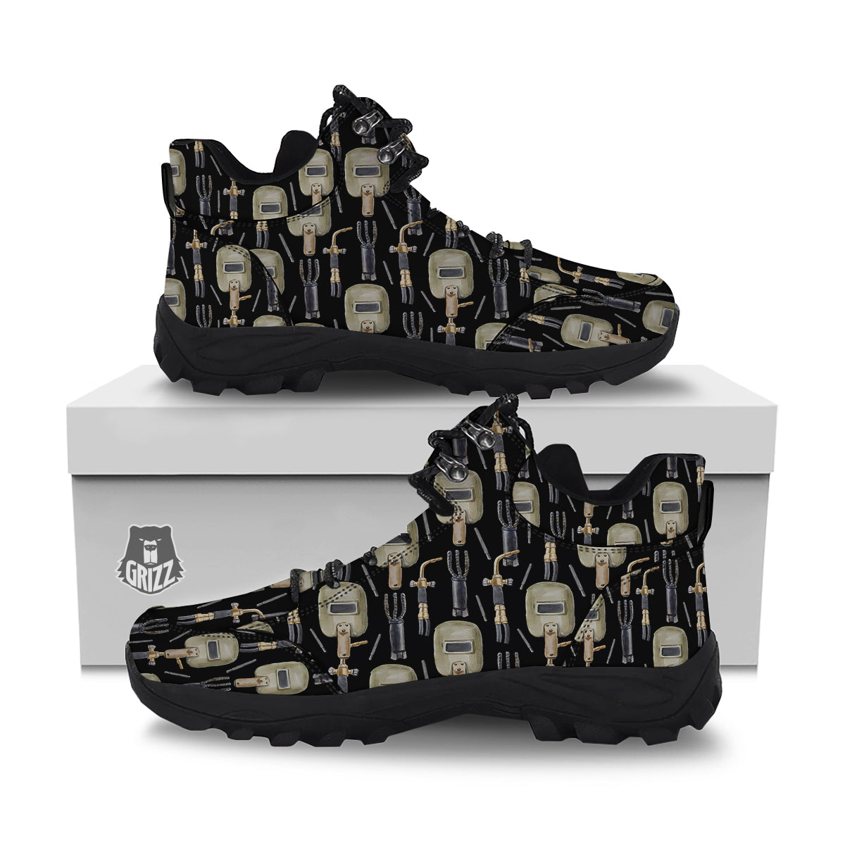 Welder Watercolor Print Pattern Hiking Shoes