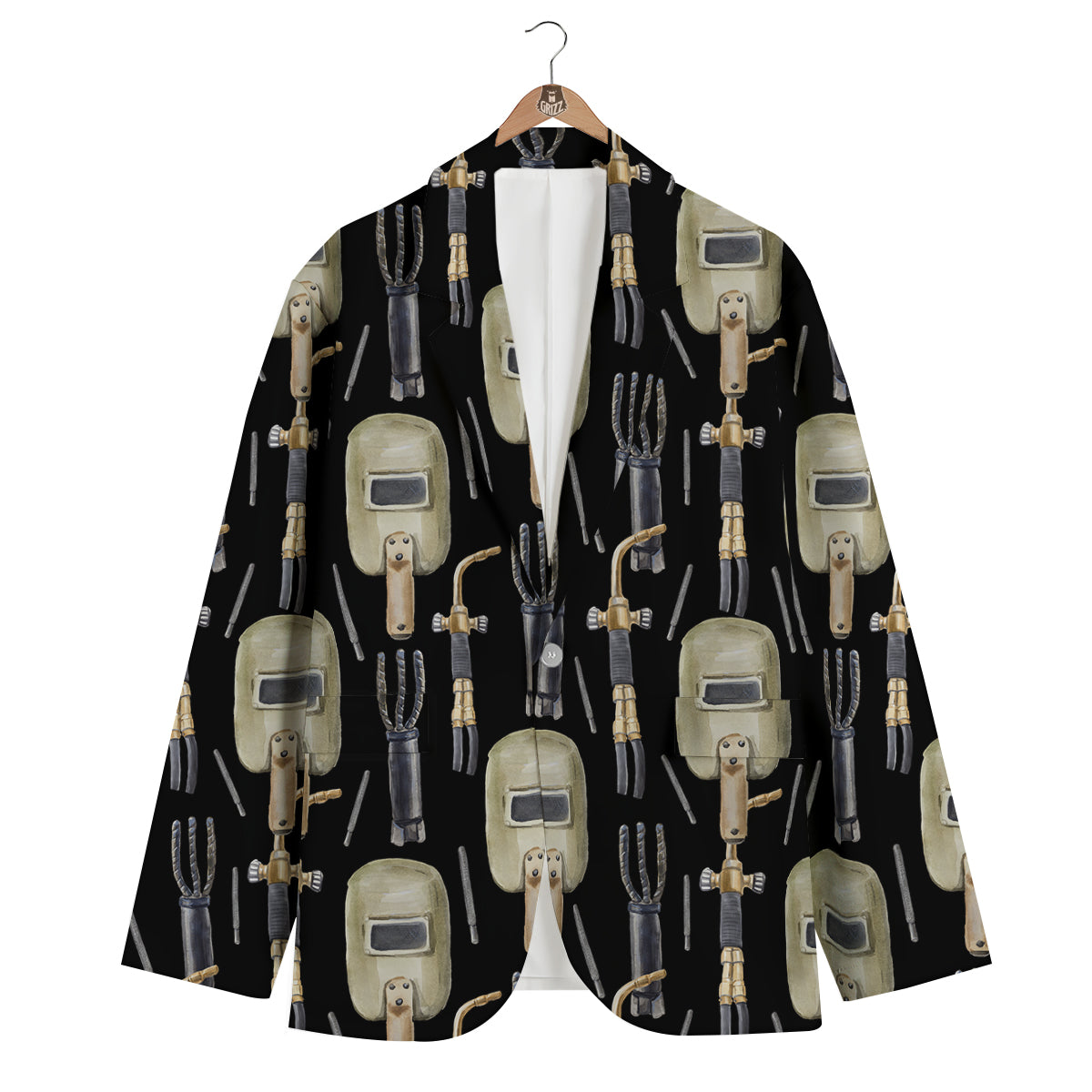 Welder Watercolor Print Pattern Men's Blazer