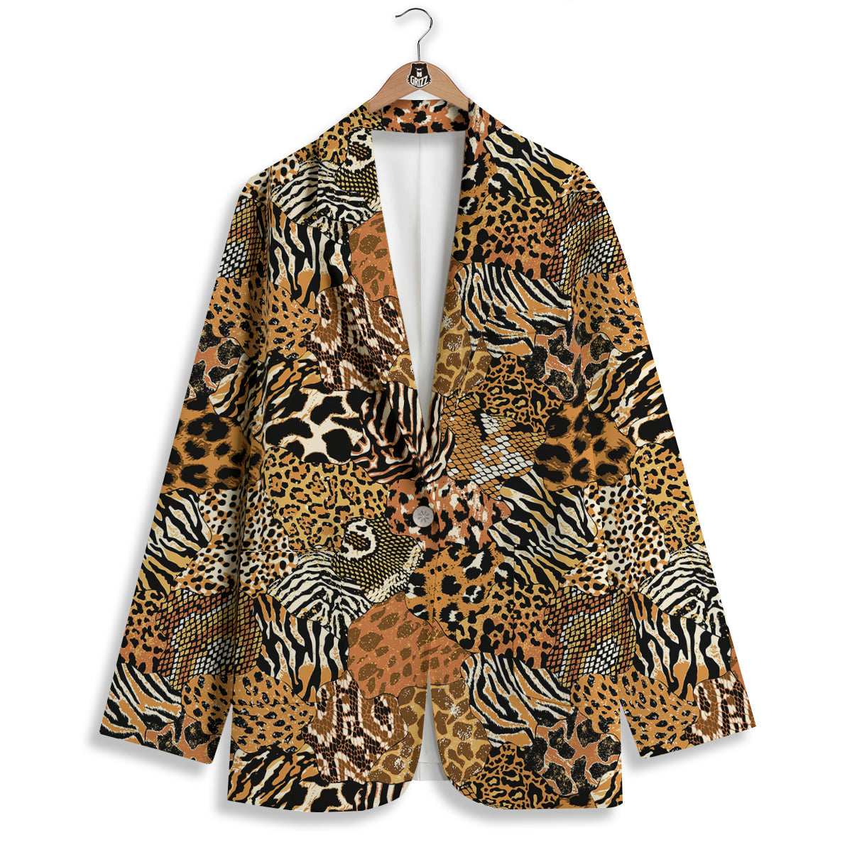 Wild Animal Skins Patchwork Print Pattern Women's Blazer