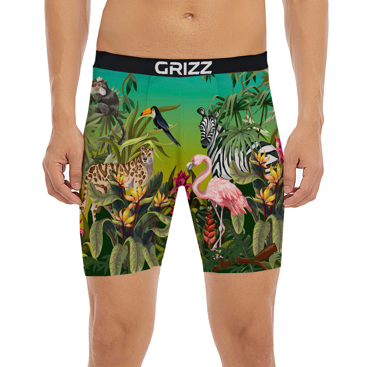Wild Animals Jungle Print Boxer Briefs
