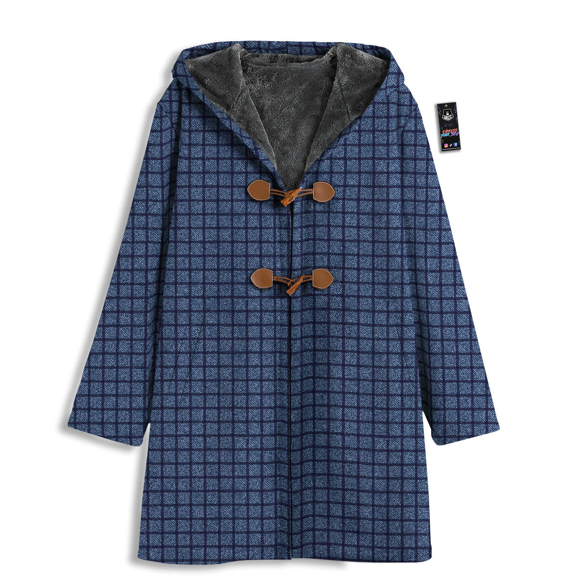 Windowpane Denim Print Pattern Men's Windbreaker Jacket