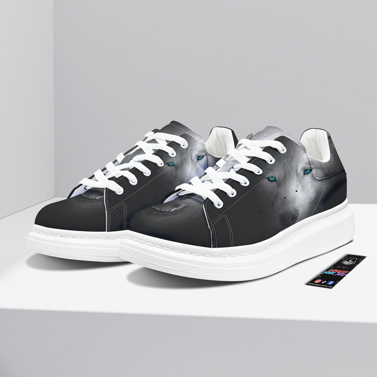 Wolf Painting Watercolor Print Platform Shoes