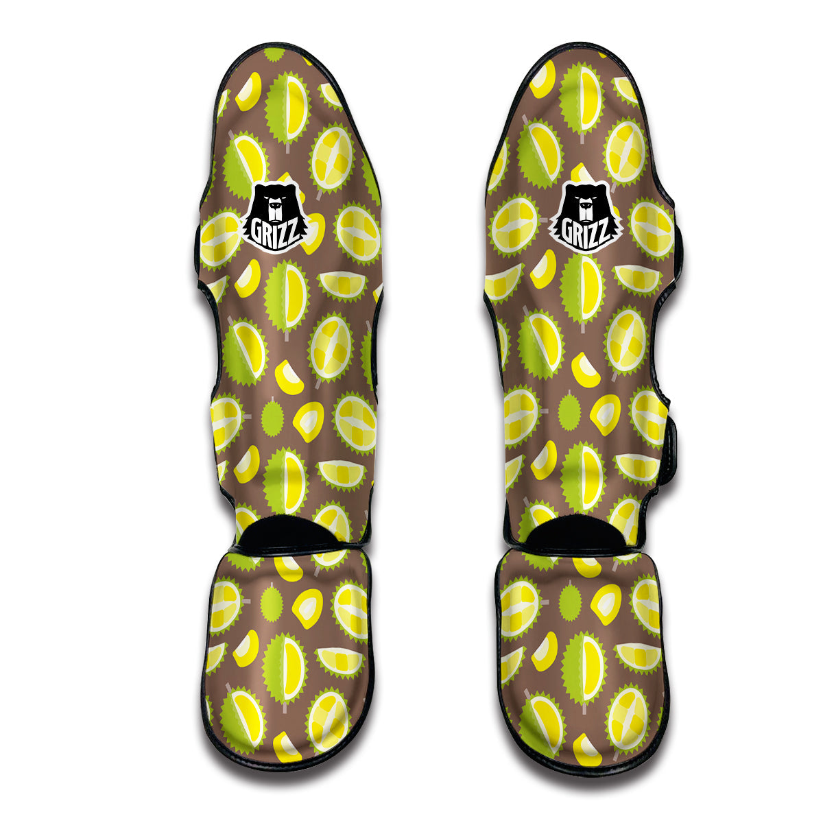 Yellow Durian Print Pattern Muay Thai Shin Guards