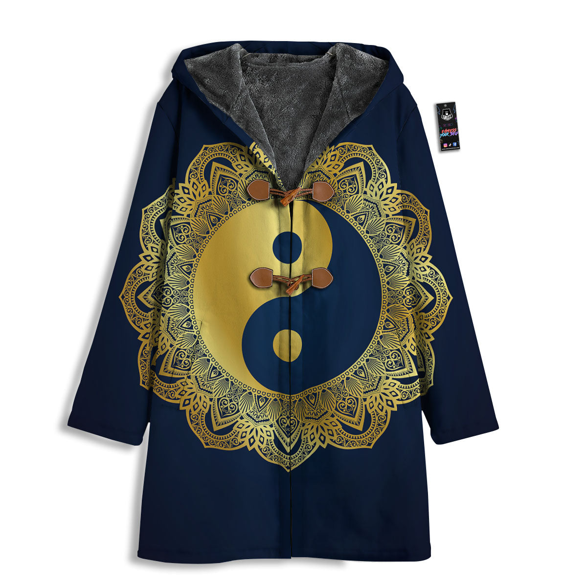Yin Yang Gold Mandala Print Men's Windbreaker Jacket