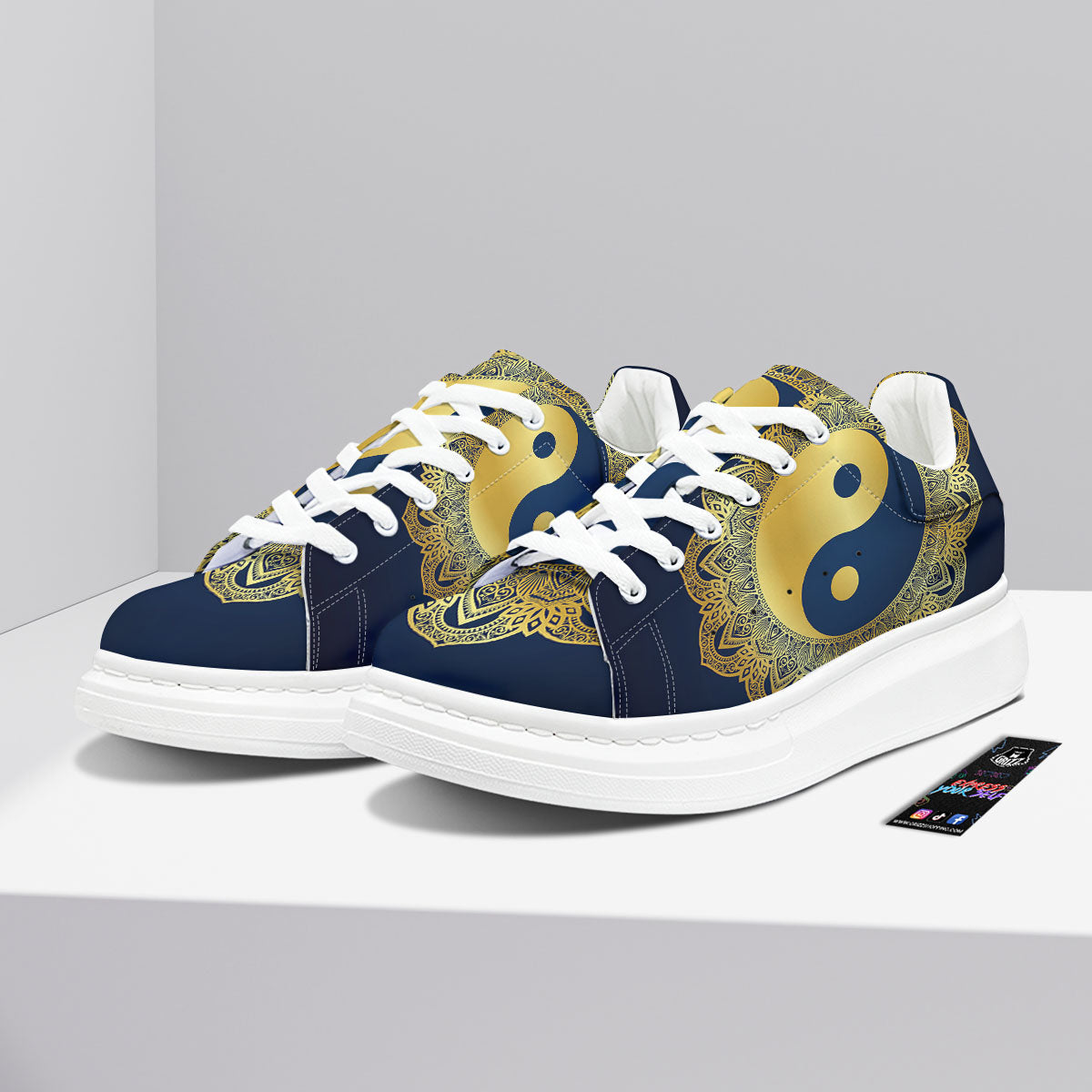 Yin Yang Gold Mandala Print Platform Shoes