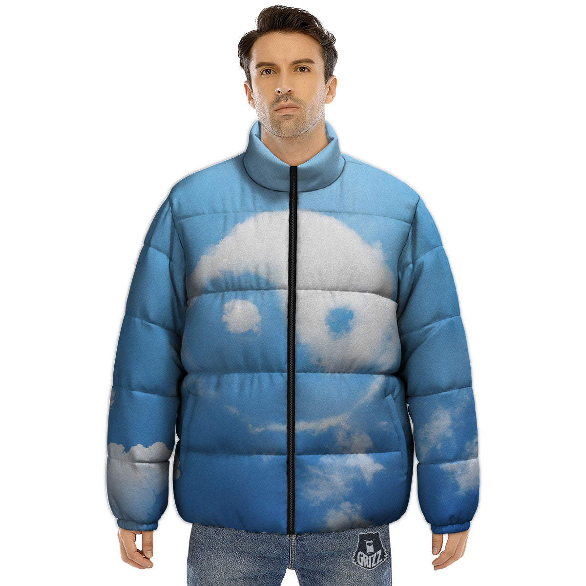 Yin Yang Space And Sky Print Puffer Jacket