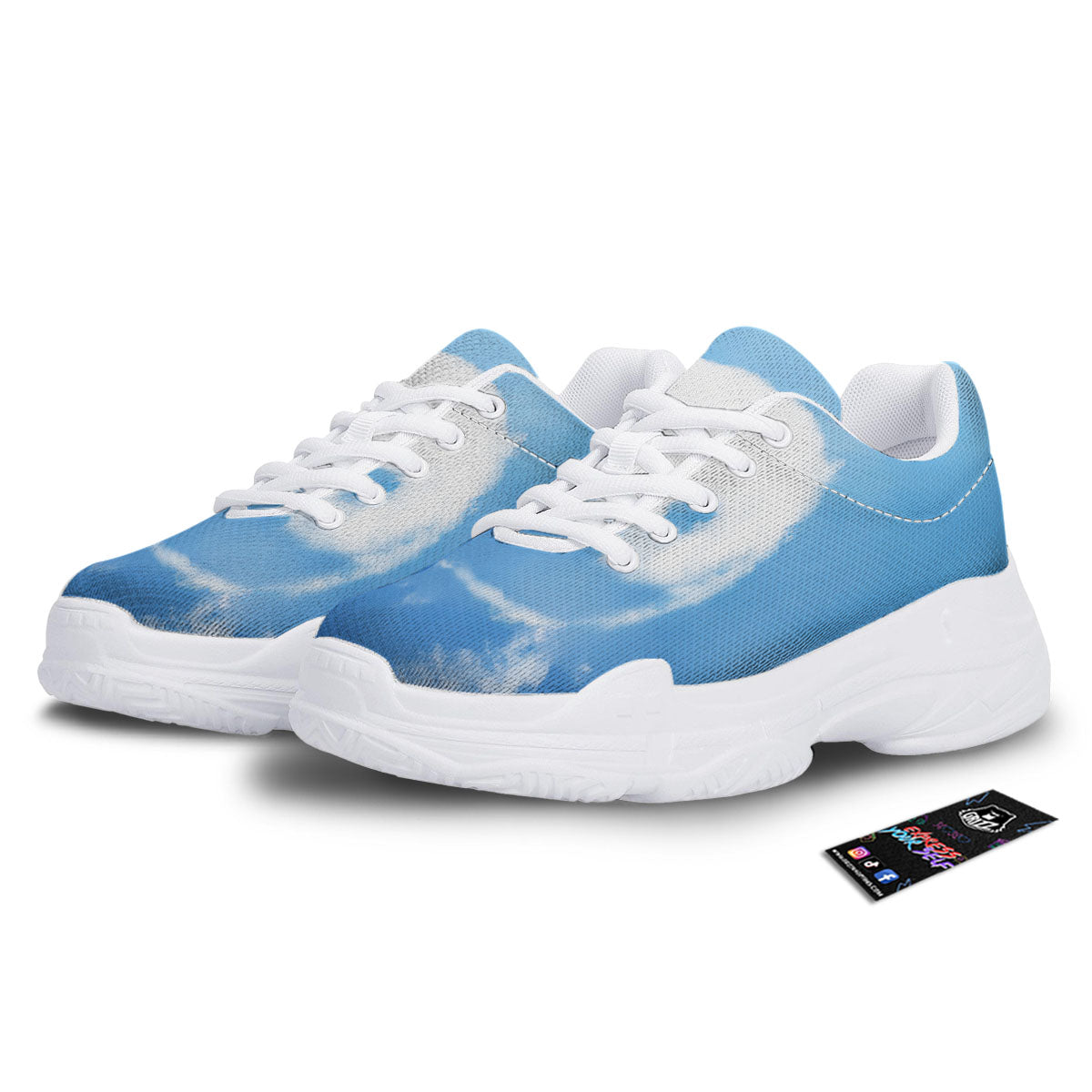 Yin Yang Space And Sky Print White Chunky Shoes