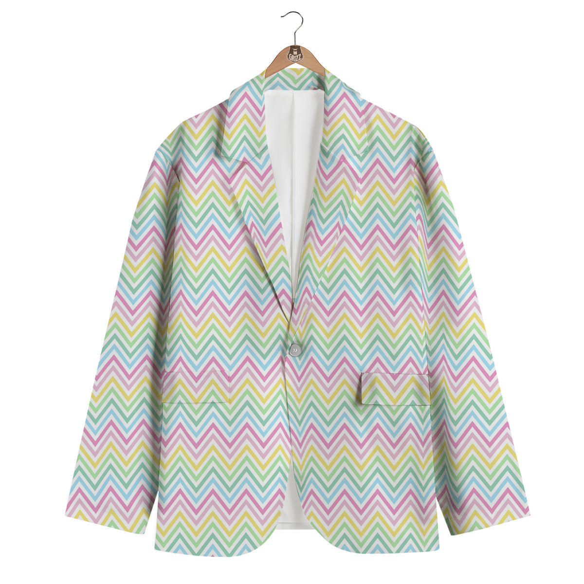 Zigzag Colorful Print Pattern Men's Blazer