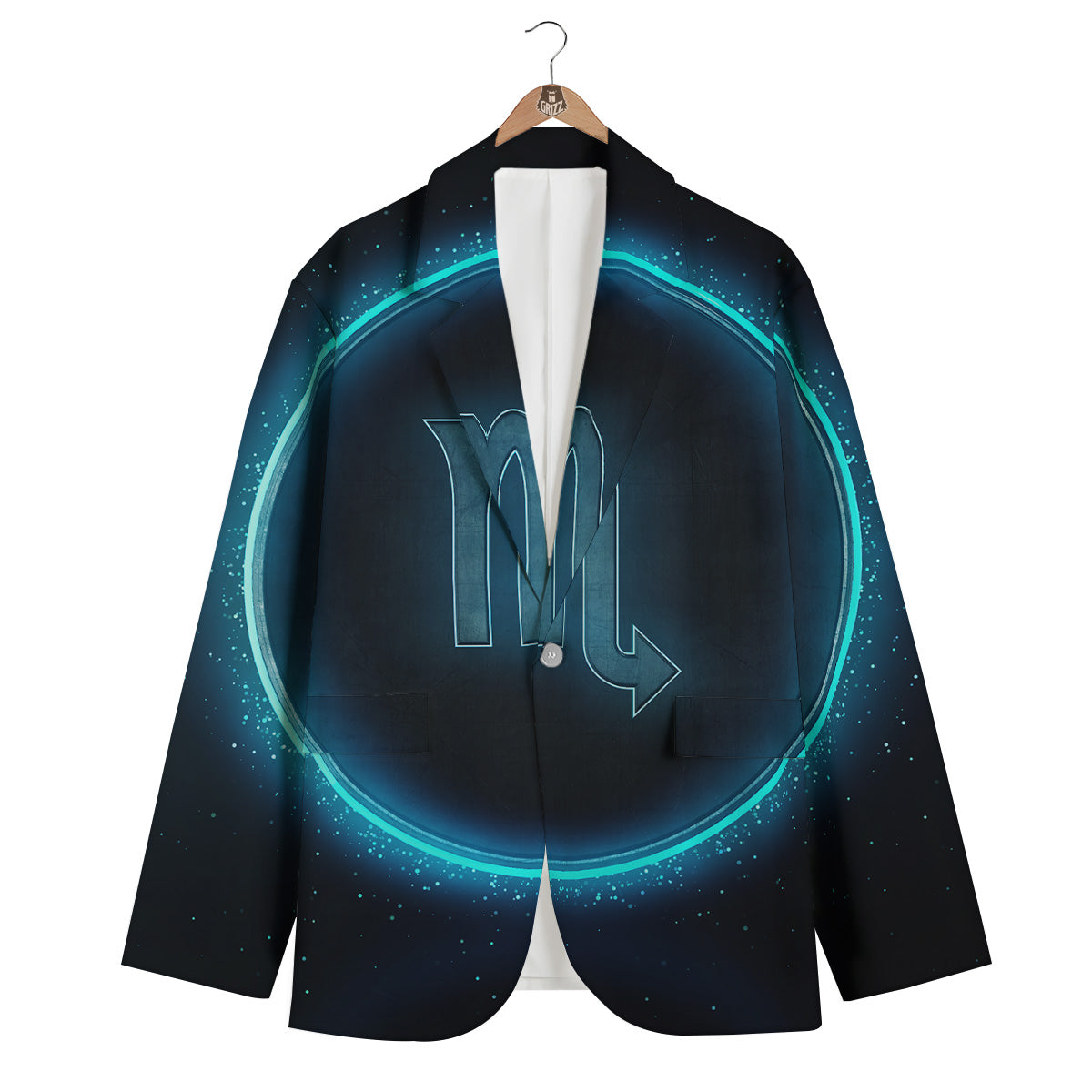 Zodiac Sign Blue Scorpio Print Men's Blazer